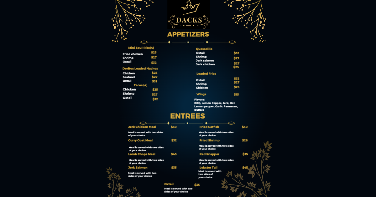 Dacks Menu